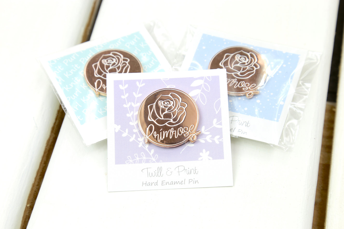 Custom Twill & Print Primrose Pin - Rose Gold – Primrose Yarn Co.